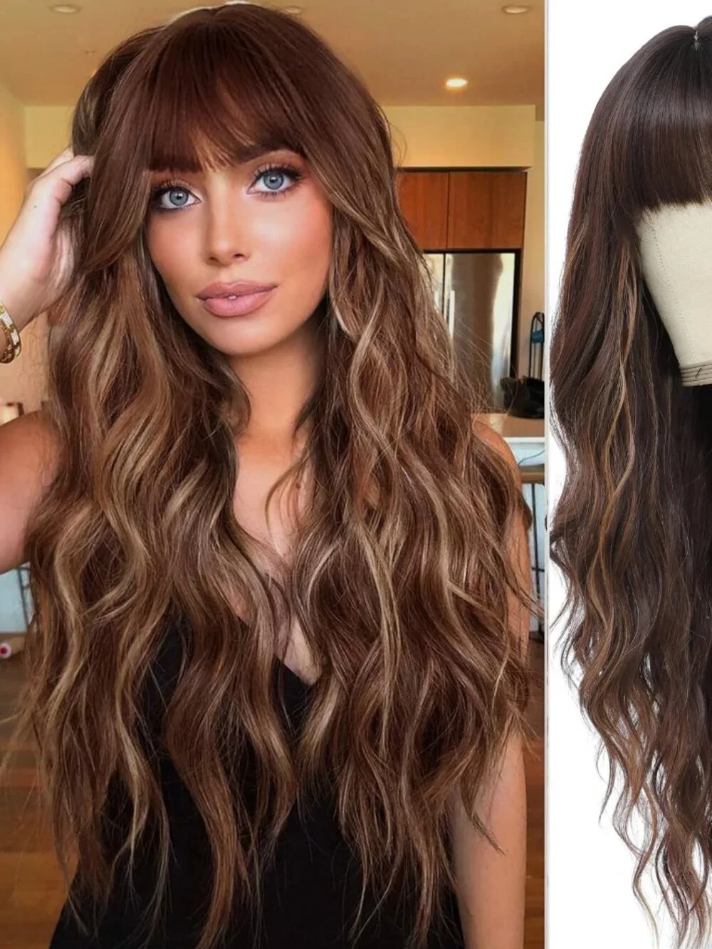MINSEEYOO | Hair | New Minseeyoo Brown Mix Blonde Wig With Bangs Brown ...